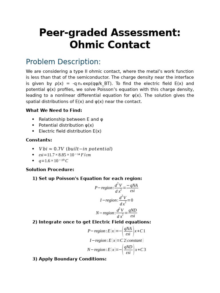 Ohmic Contact Analysis in PIN vs PN Junctions | PDF | P–N Junction ...