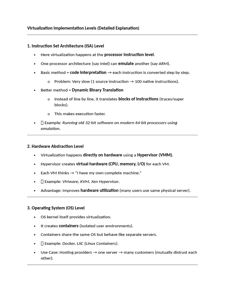 Virtualization Implementation Levels | PDF | Virtual Machine | Operating System