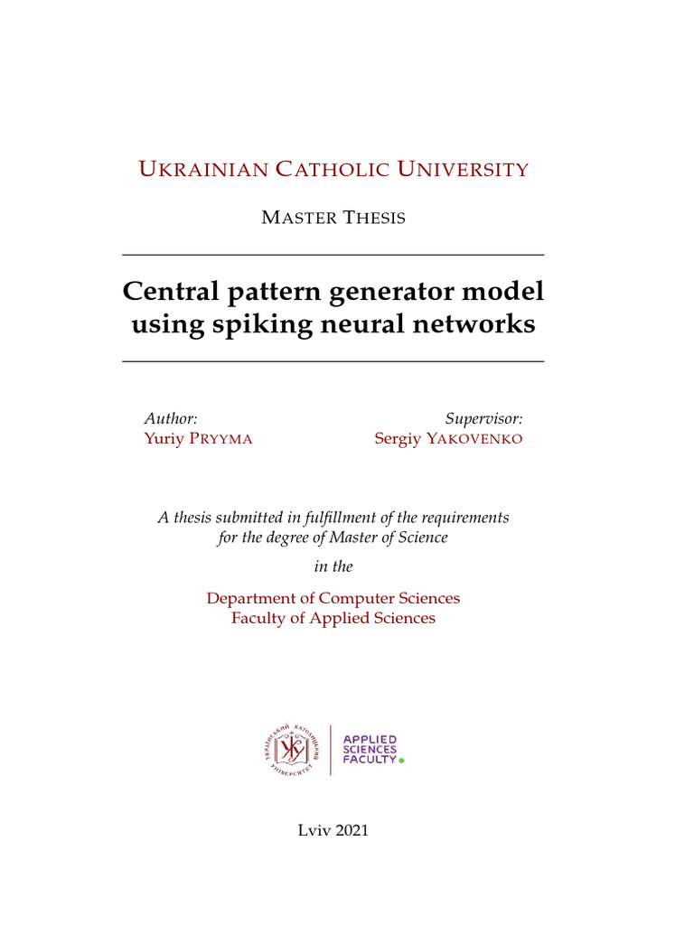 Spiking Neural Networks for CPG Modeling | PDF | Neuroscience