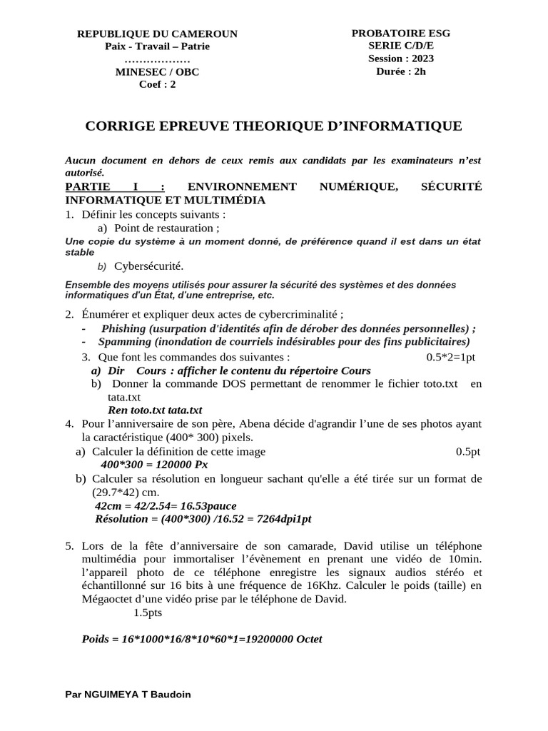 Corrige Epreuve Theorique PCD | PDF | JavaScript | Informatique