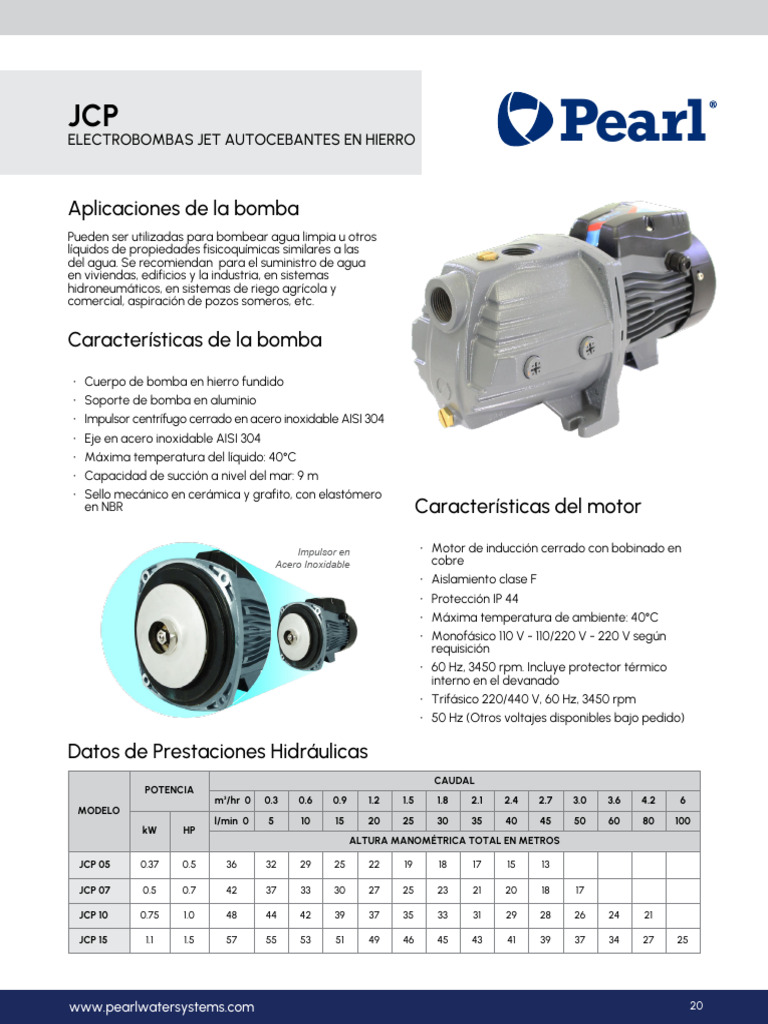 Pearl Techdata JCP Espanol | PDF | Bomba | Materiales