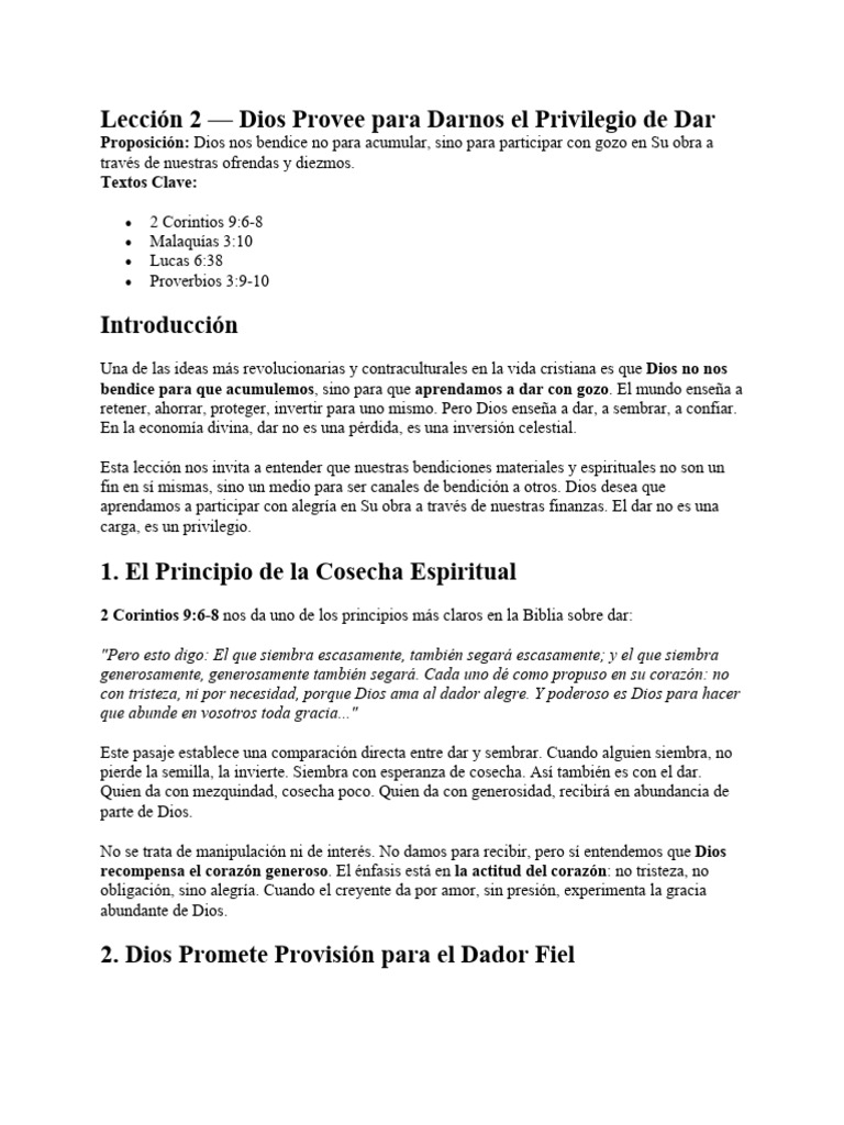 02 Dios Provee para Darnos El Privilegio de Dar | PDF | Dios | Diezmo