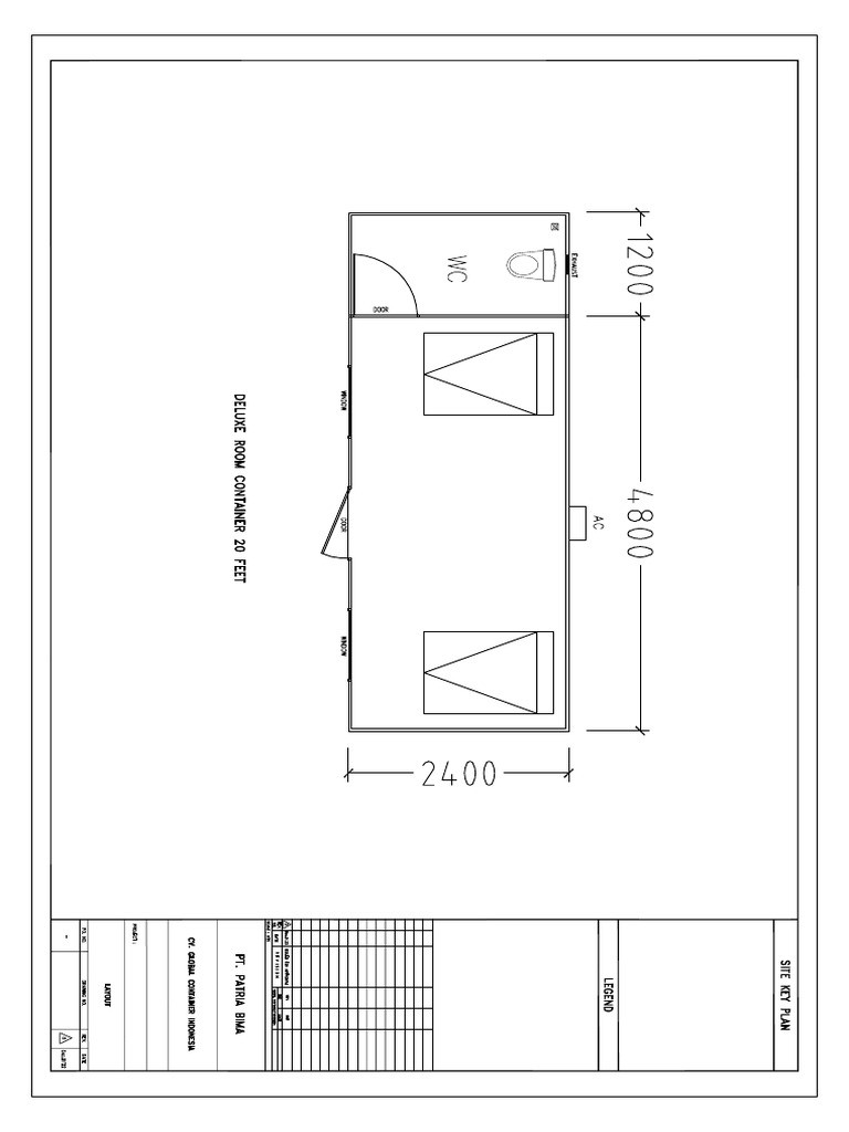 Denah Deluxe Room Container 20 Feet | PDF