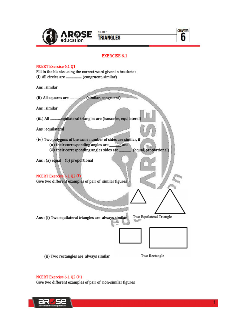 NCERT Geometry Exercises on Similarity | PDF | Rectangle | Geometric Shapes