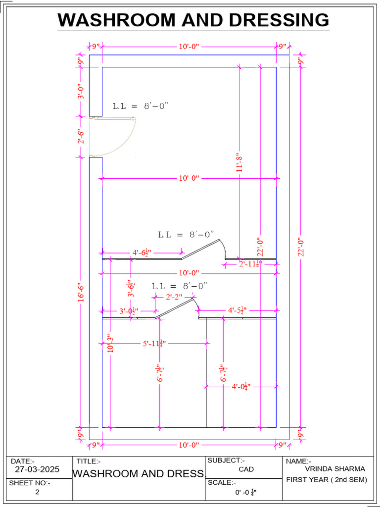 Washroom and Dressing CAD Design | PDF
