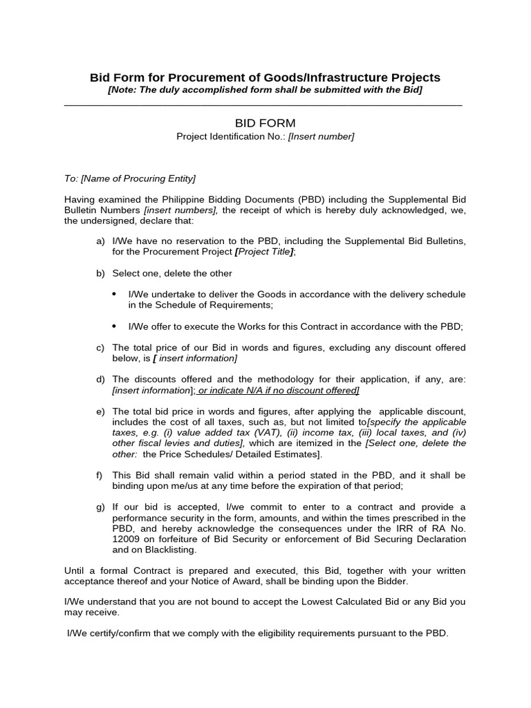 NGPA Bid Form for Goods Procurement | PDF | Taxes | Value Added Tax
