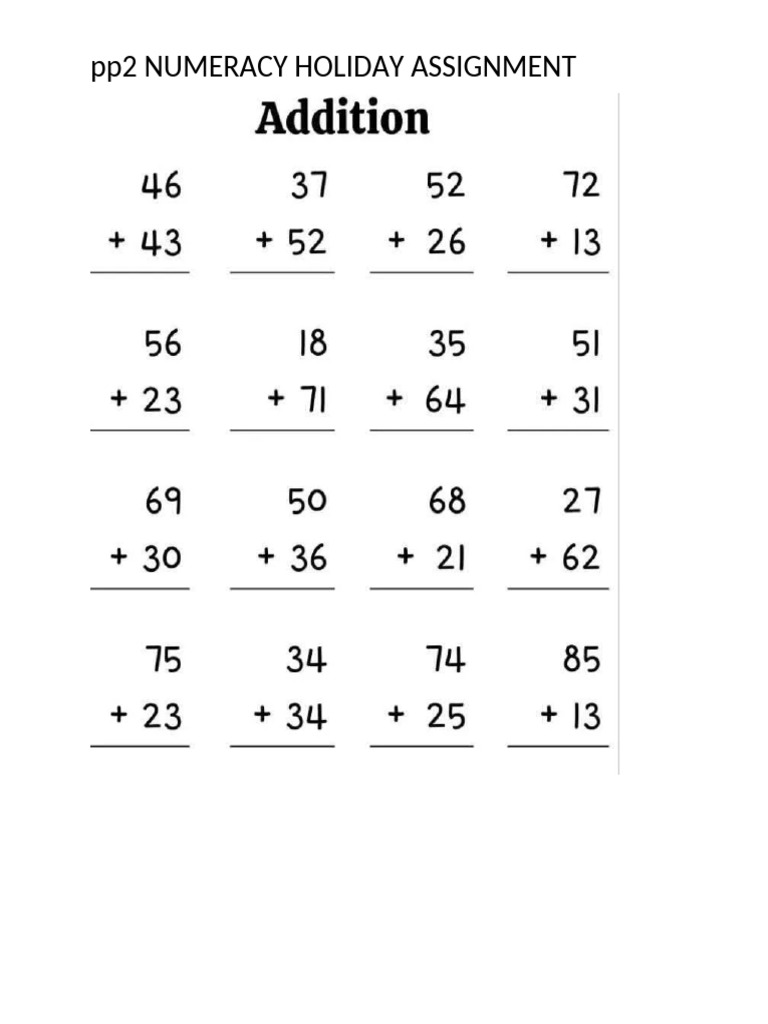 Pp2 Numeracy Assignment | PDF