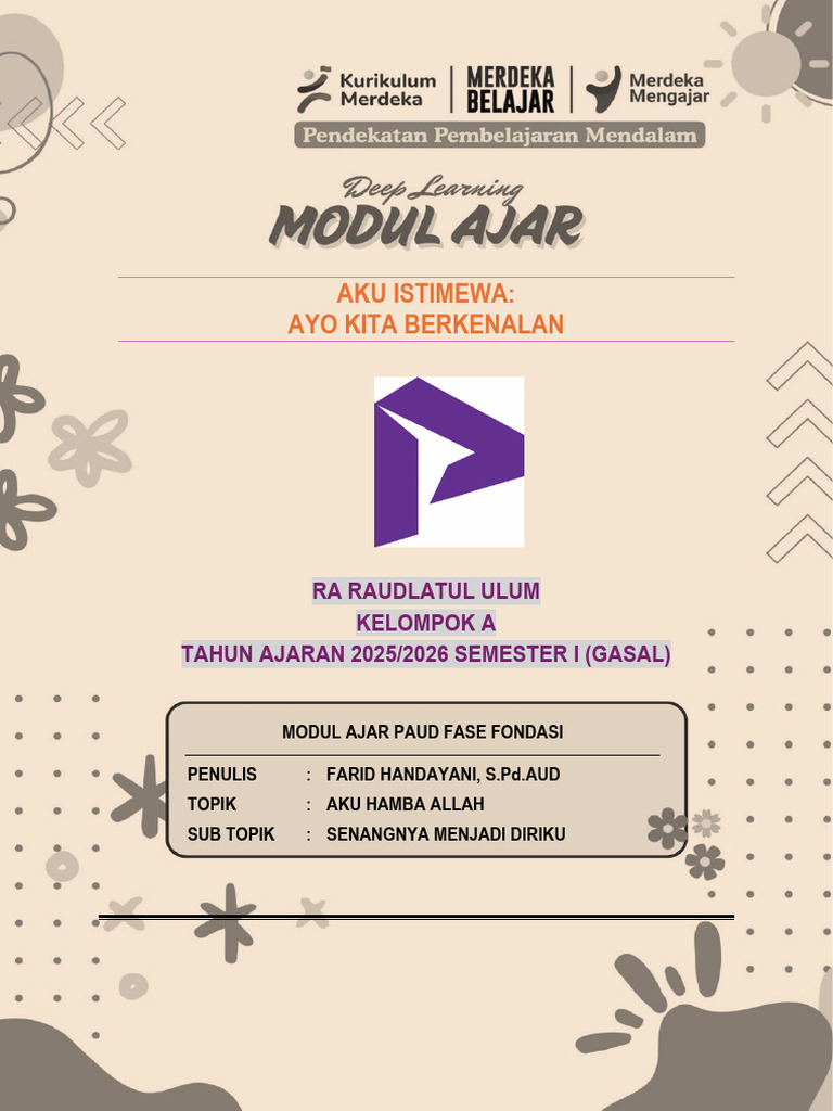 Modul Ajar Deep Learning PAUD Semester 1 | PDF