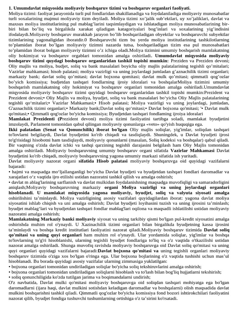 Davlat Aniq Javob | PDF