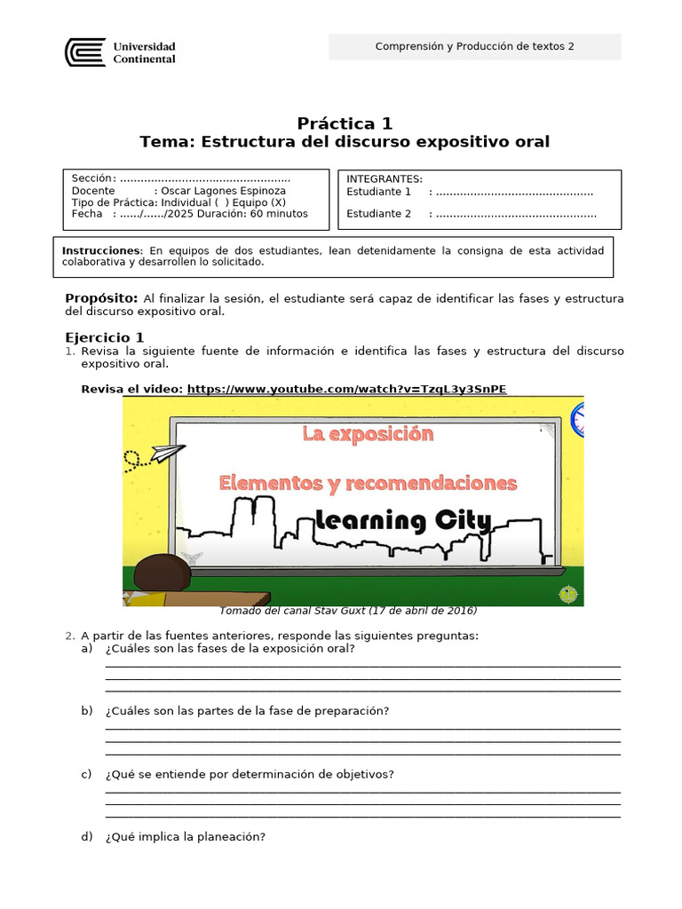 Estructura del Discurso Expositivo Oral | PDF
