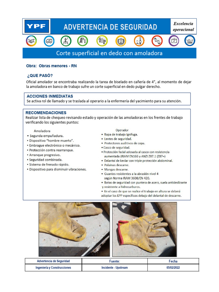 Advertencia de Seguridad - Corte Superficial Con Amoladora | PDF