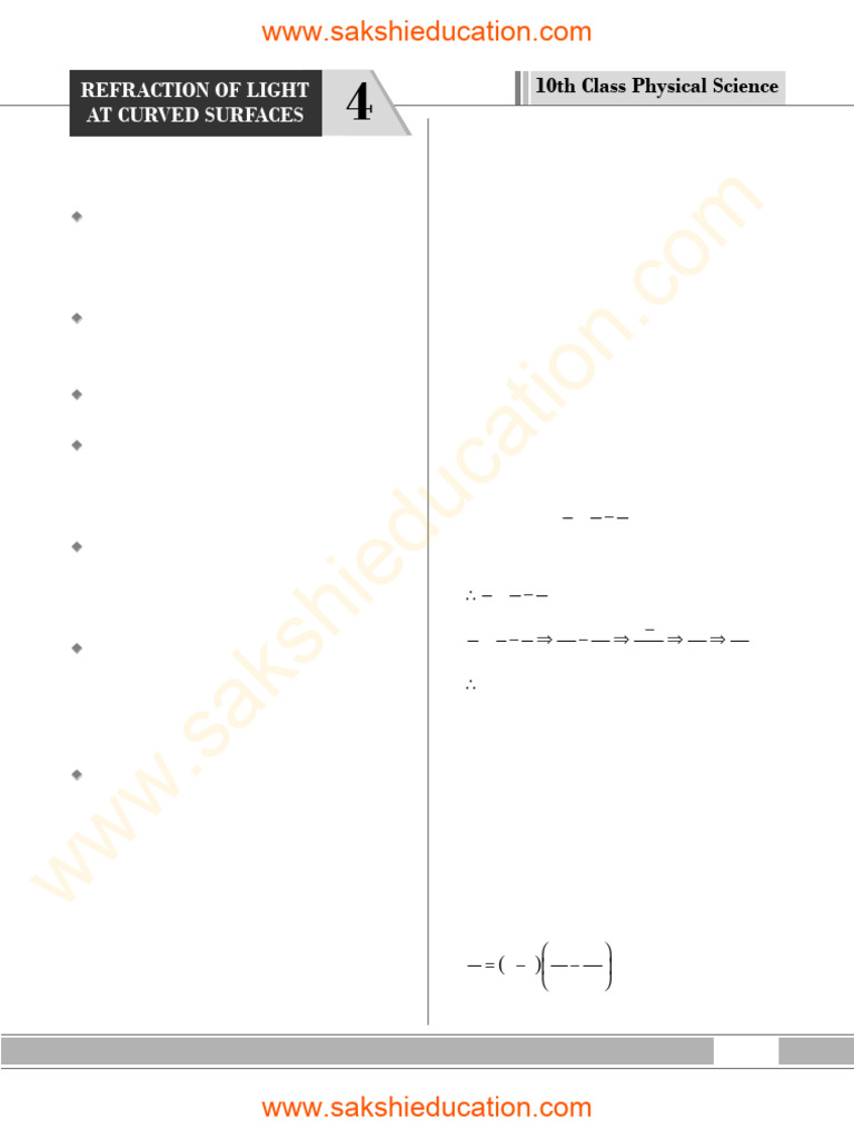 10th Grade Physical Science: Lenses and Refraction | PDF | Optics ...