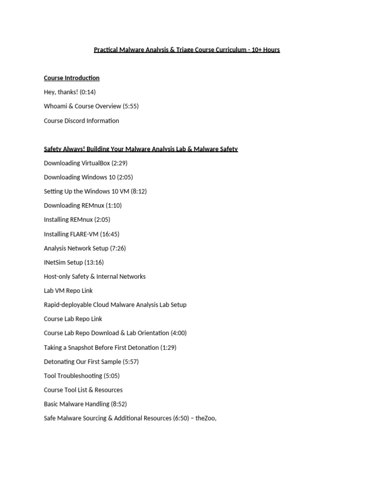 Practical Malware Analysis Course Overview | PDF | Malware | Assembly ...