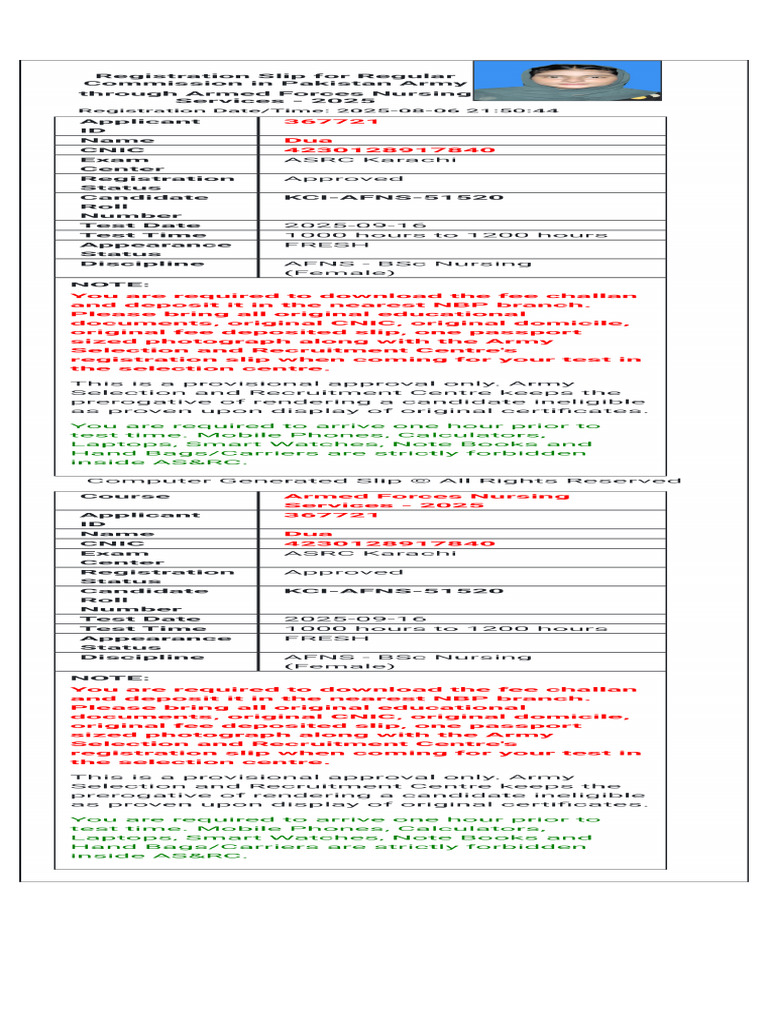Registration Slip | PDF