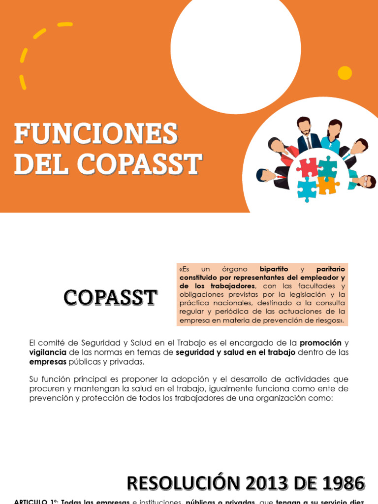 Funciones, Roles y Responsabilidades Copasst | PDF | Seguridad y salud ocupacional