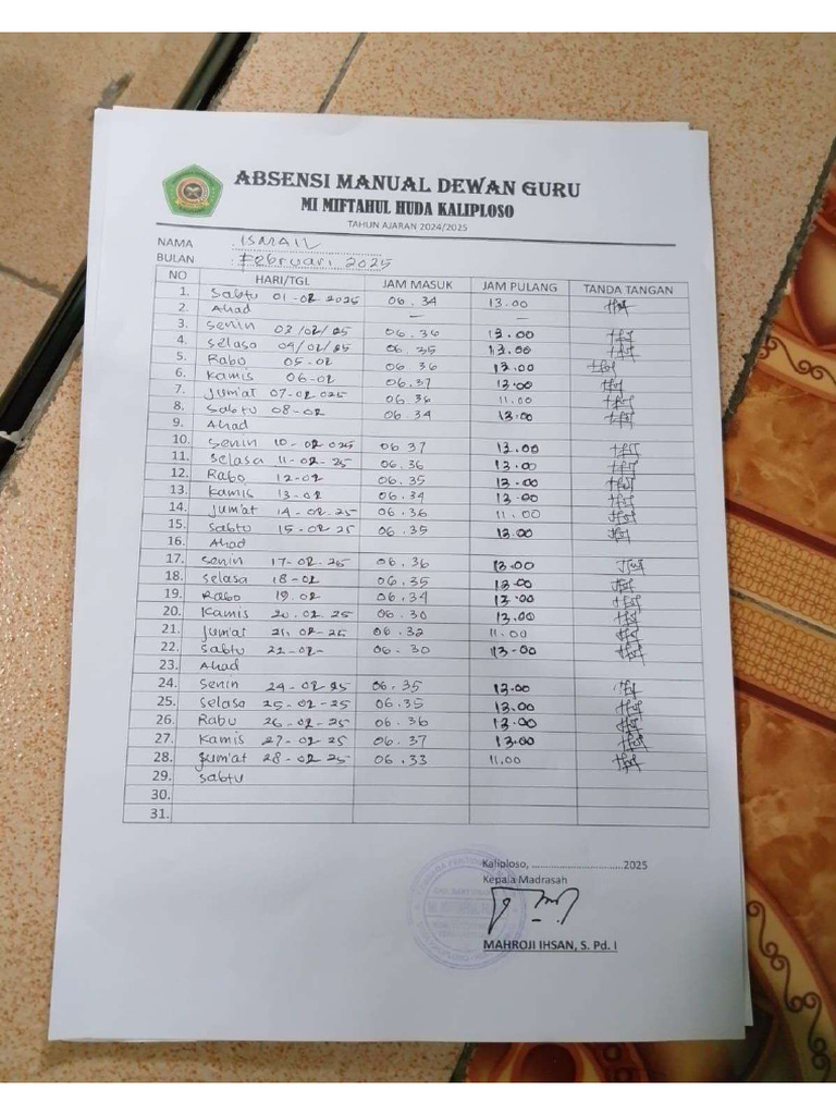 Absen Februari Ismail | PDF