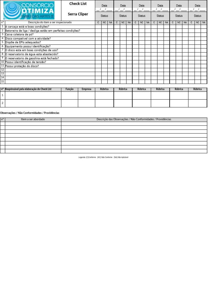MODELO - Check List Serra Clipper | PDF