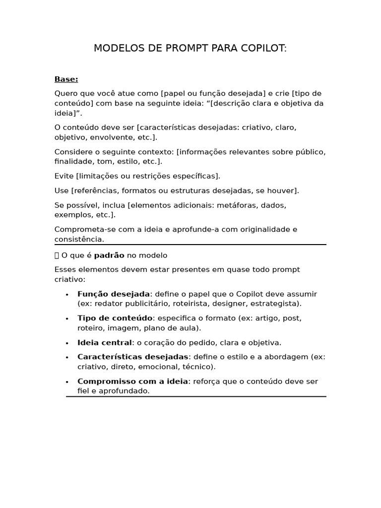Modelos de Prompt para Copilot | PDF | Publicidade