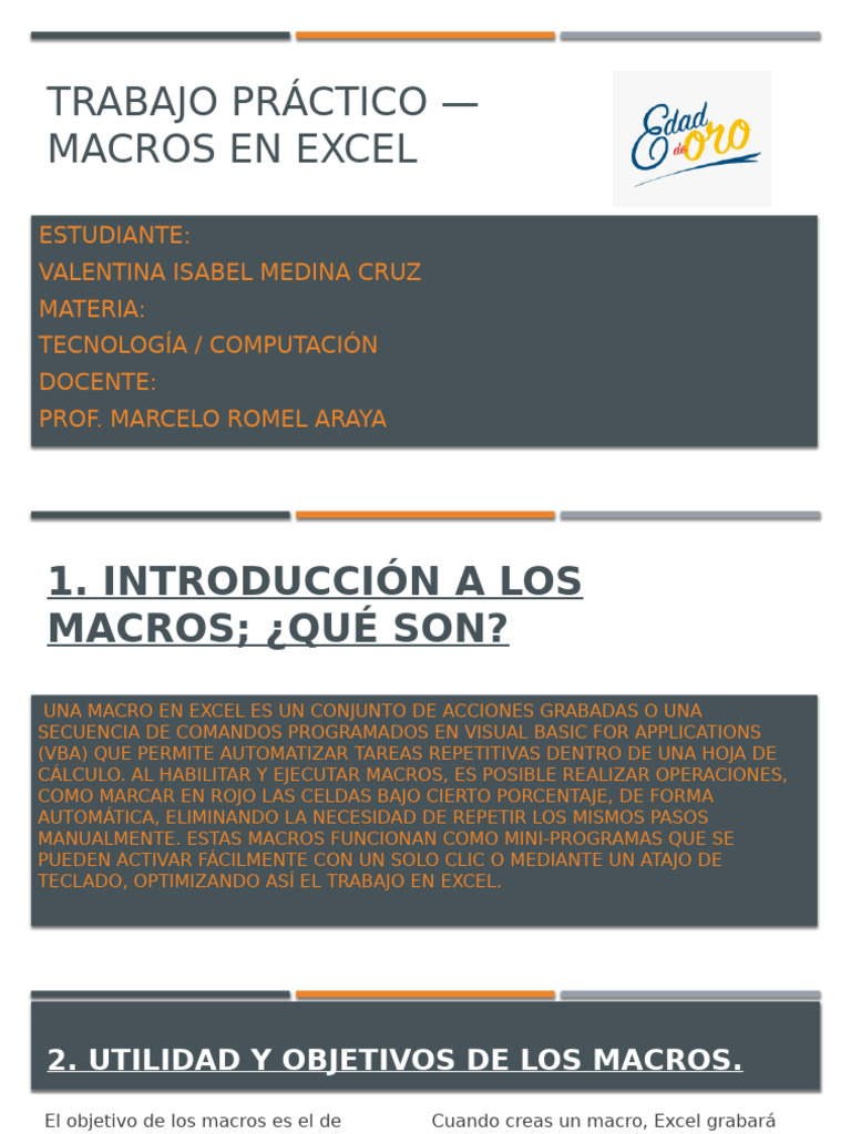 Los Macros en Excel 2025 Tecnología 1er Trimestre | PDF | Microsoft Excel | Macro (informática)