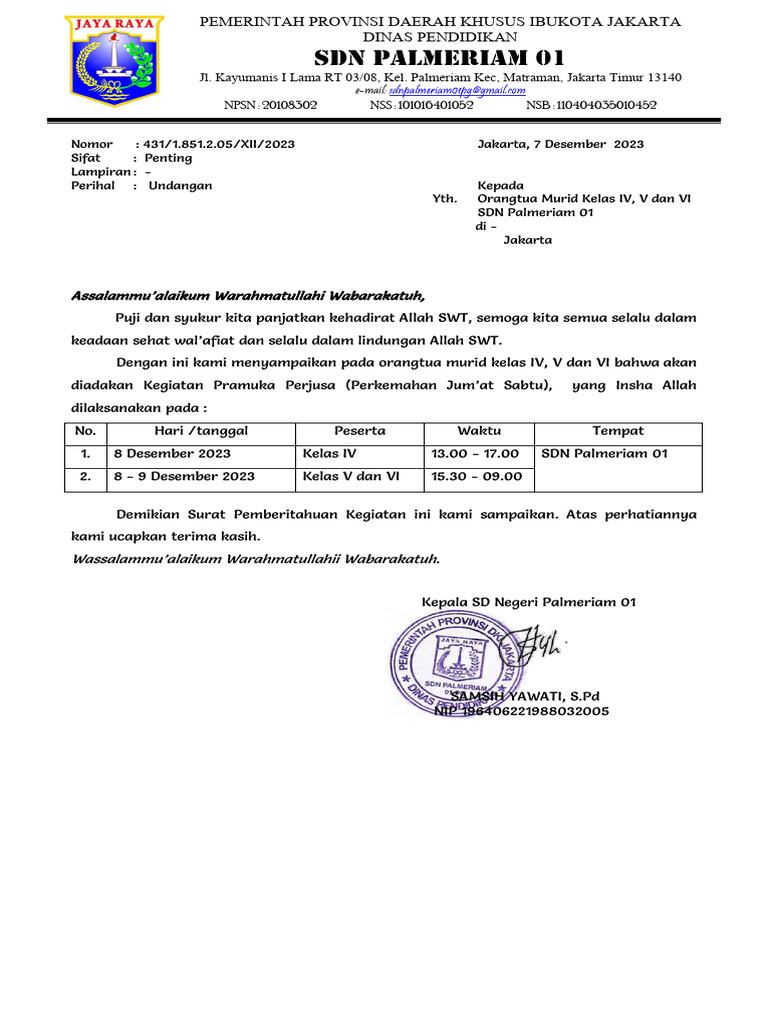 431 - Pemberitahuan Perjusa Pramuka | PDF