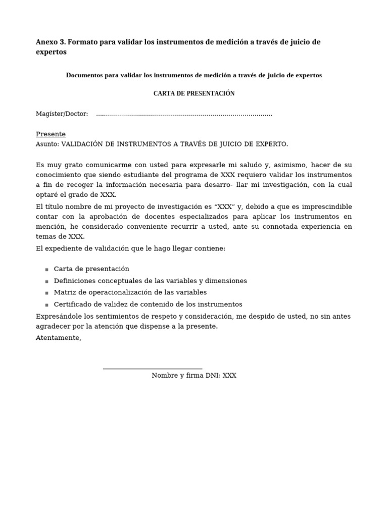 Anexo 3 - Formato para Validar Instrumentos | PDF