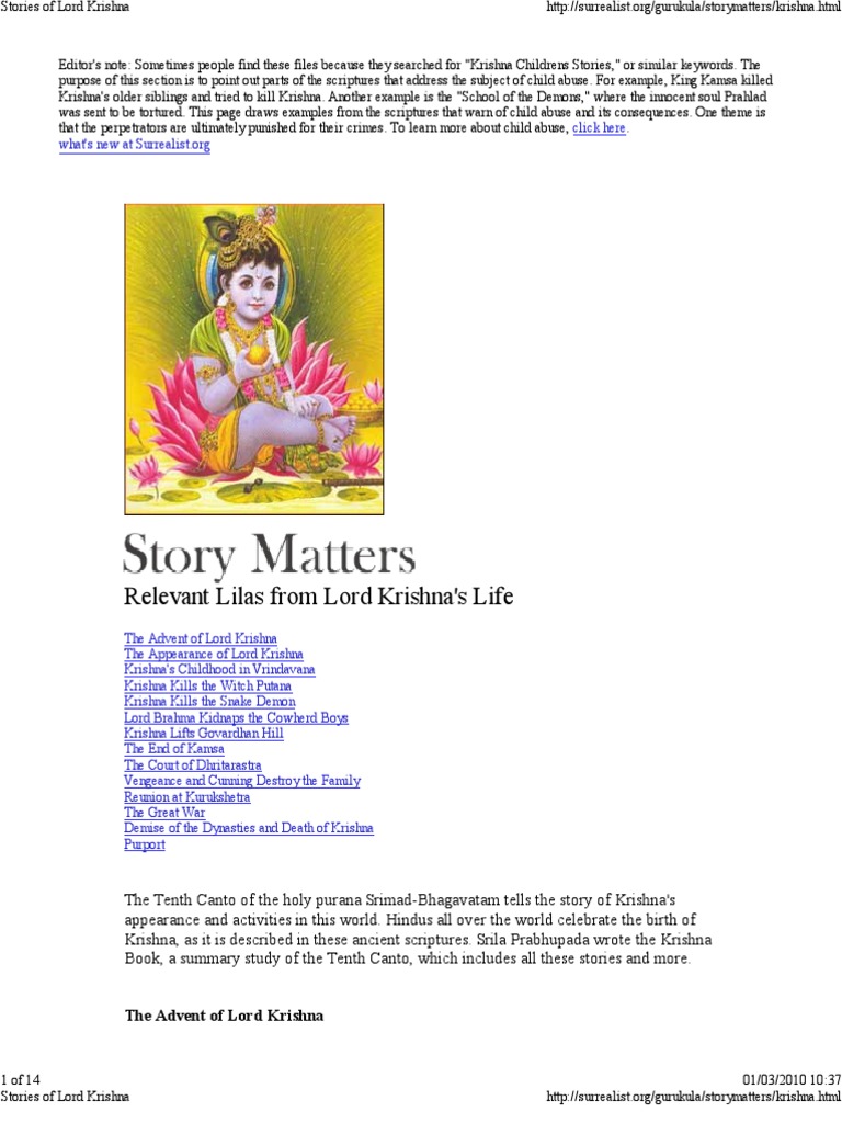 Stories of Lord Krishna | PDF | Krishna | Hinduism