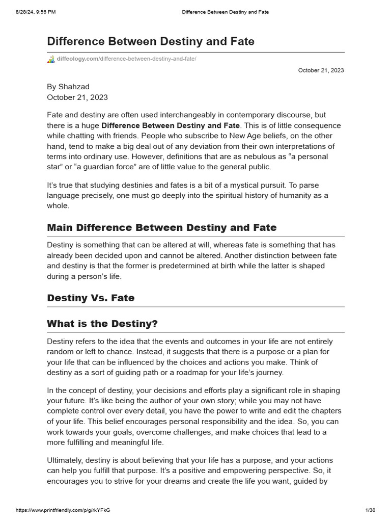 Understanding Destiny vs. Fate | PDF | Destiny | Free Will