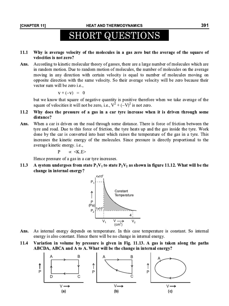 11th Physics SQs Numerical Chapter 11 | PDF