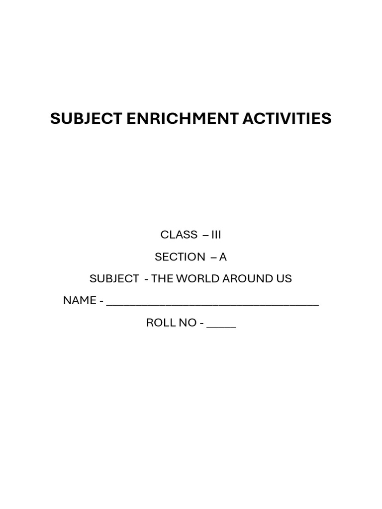 Class III Subject Enrichment Activities | PDF