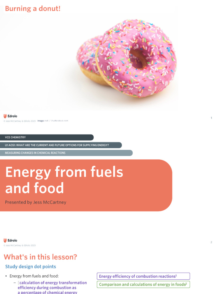 Lesson Slides - Energy From Fuels and Food - Edrolo | PDF