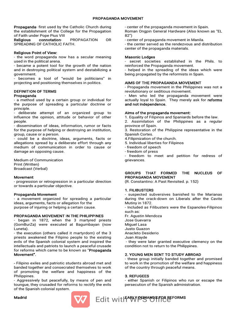 Overview of the Philippine Propaganda Movement | PDF | Propaganda