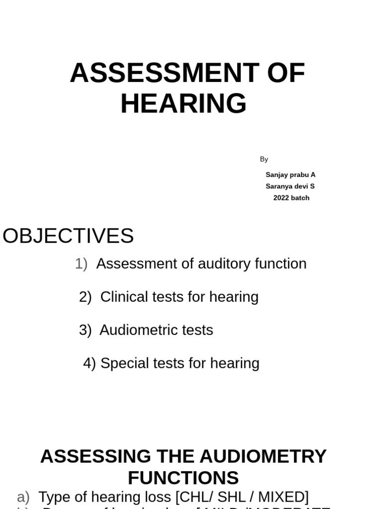 Assessment of Hearing | PDF | Hearing | Sensory Organs