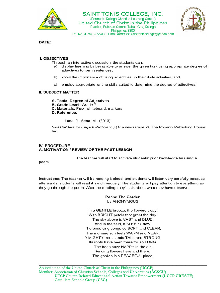 English 7 - Degree of Adjectives | PDF | Adjective | Linguistic Typology