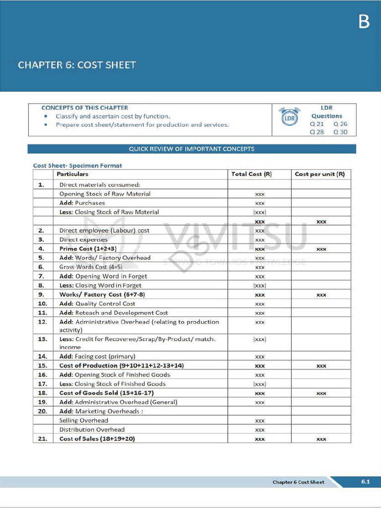 Cost Sheet Preparation and Analysis | PDF | Cost Of Goods Sold | Cost