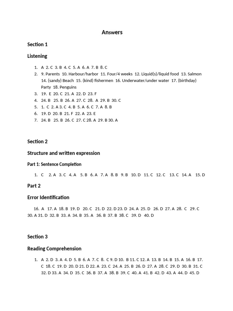 TOEFL ITP Total Score Breakdown | PDF