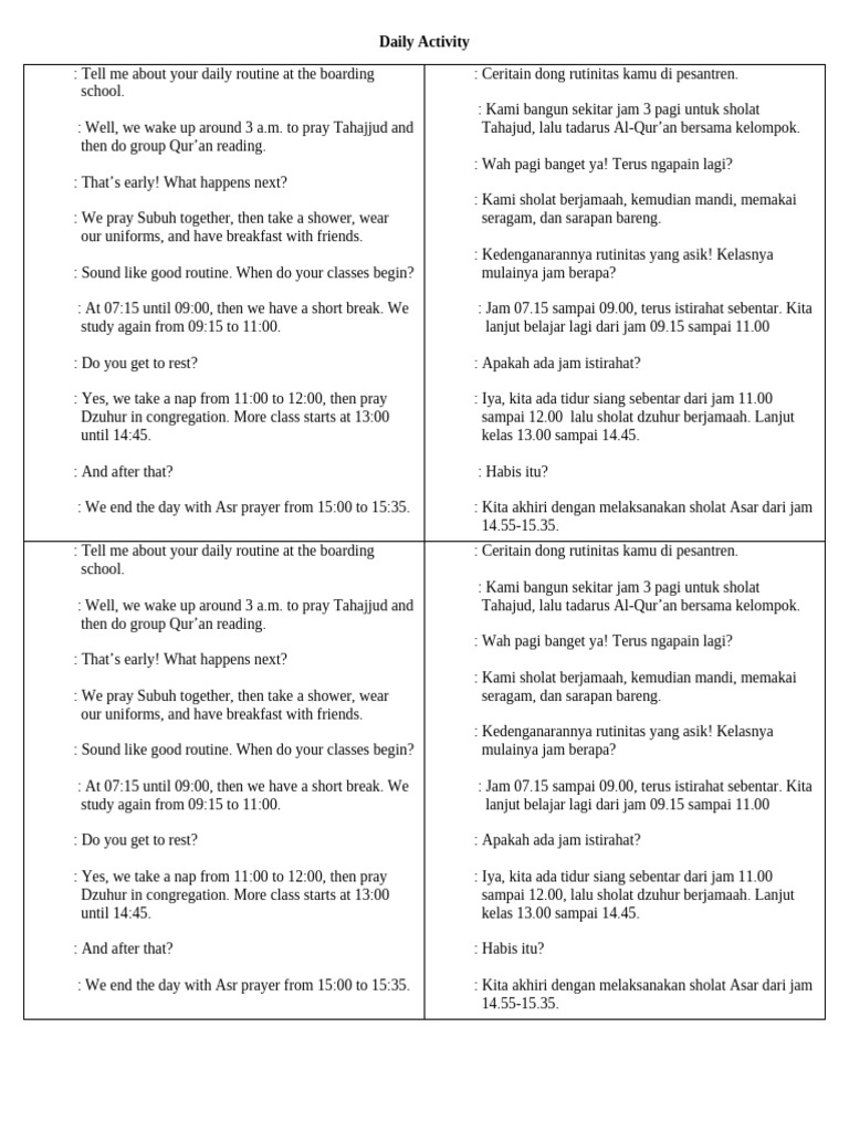 Daily Activity | PDF | Semitic Words And Phrases | Islamic Jurisprudence