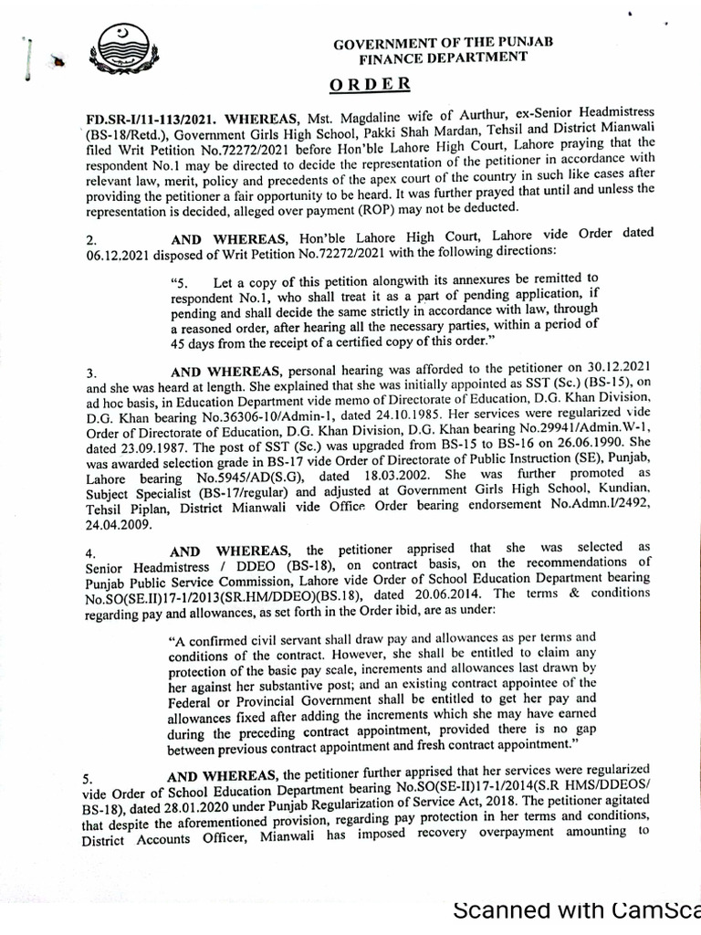 Pay Protection F.D Clarification | PDF