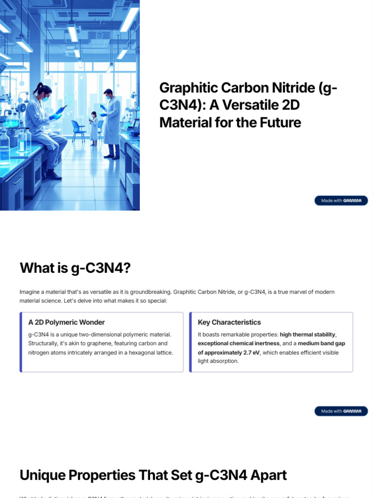 g-C3N4: Future of Sustainable Materials | PDF | Graphene | Carbon