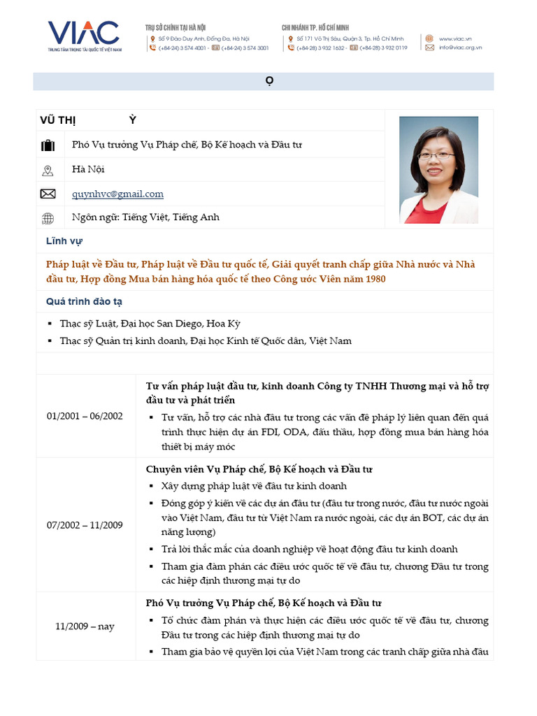CV TTV Vu Thi Chau Quynh Vi | PDF