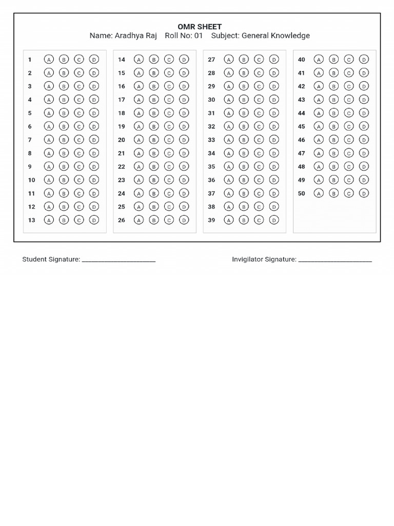 OMR Sheet | PDF