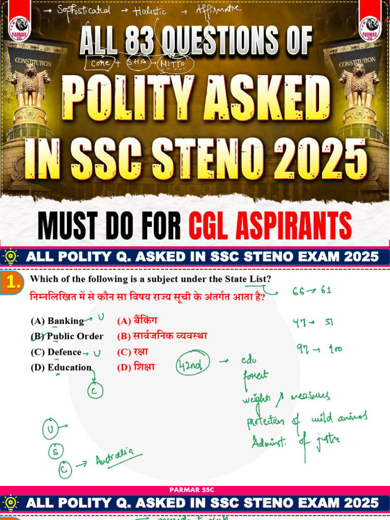 All Polity Steno Questions Parmar | PDF