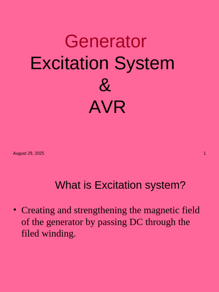 Excitation Systems and AVR Overview | PDF | Electric Generator | Power ...