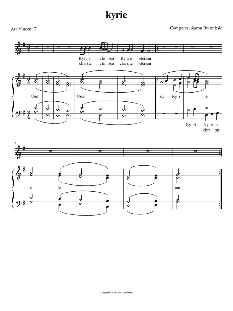 Kyrie Eleison Arrangement by Vincent T | PDF
