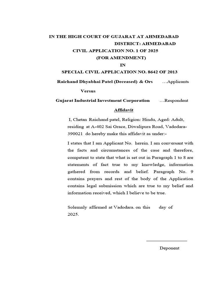 Affidavit Chetan R Patel | PDF