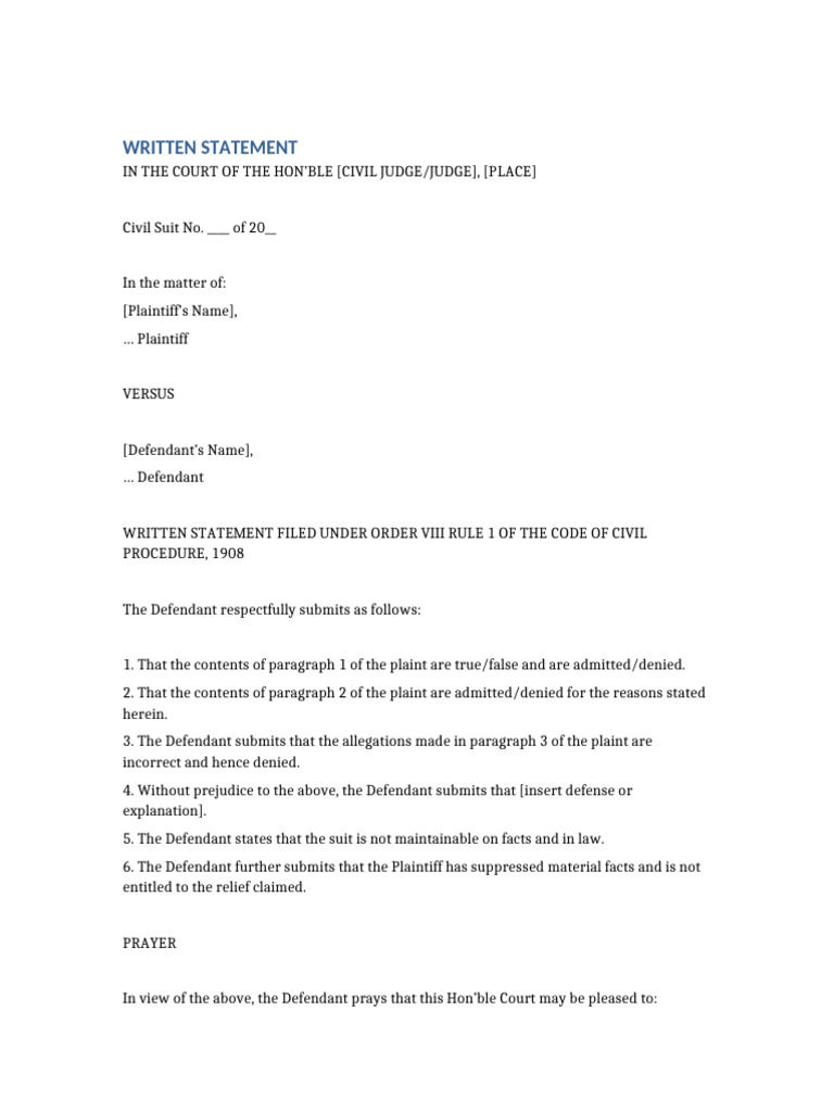 Written Statement Format | PDF