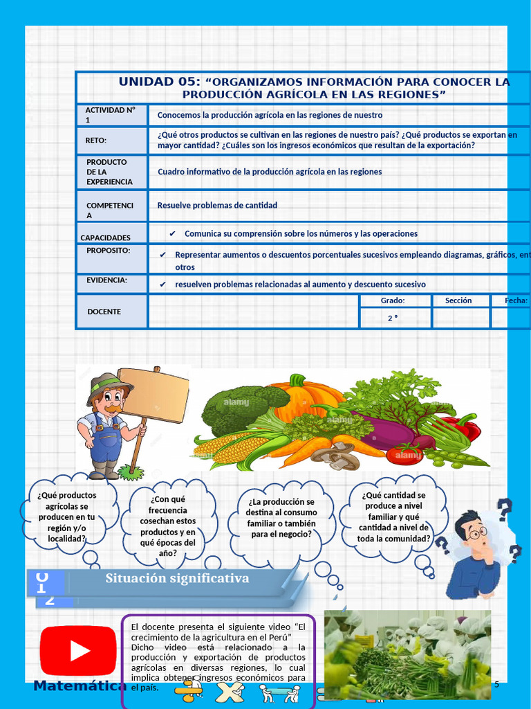 02. Ficha de actividad S1 (U5) (2° grado) - MATEMÁTICA | PDF | Agricultura | Economias
