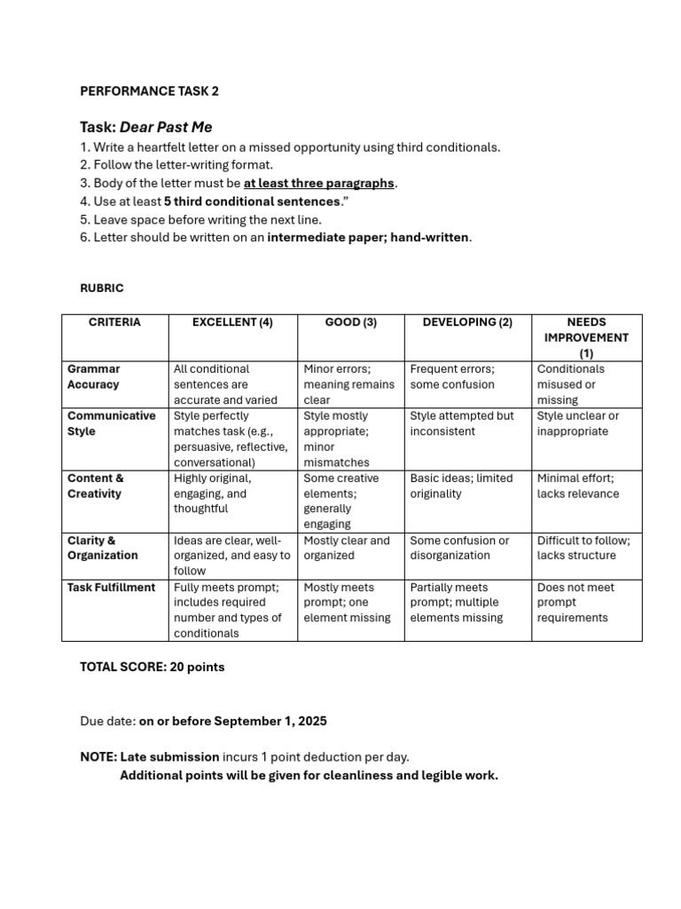 PERFORMANCE TASK 2 - Conditionals | PDF