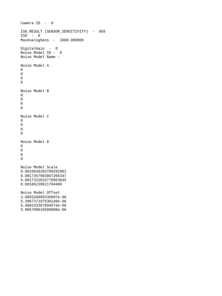 Camera Sensor Noise Model Data | PDF