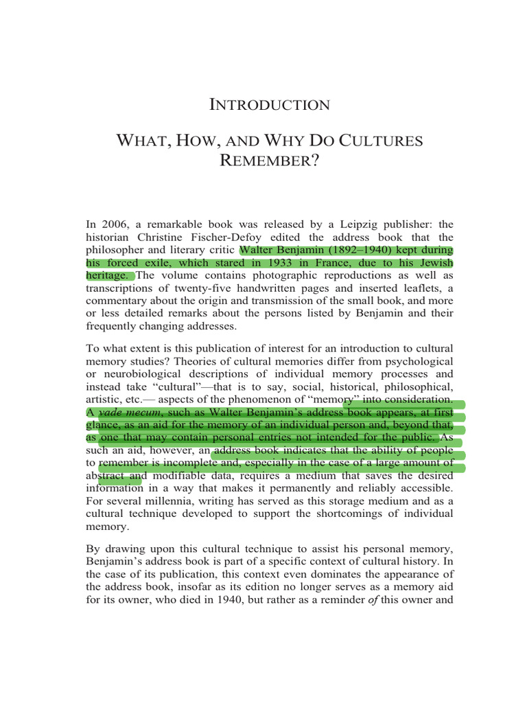 Cultural Memory and Its Dynamics | PDF