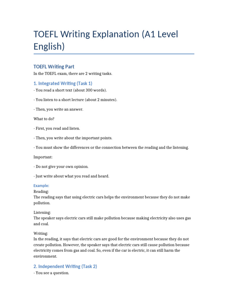 TOEFL Writing Tasks Explained | PDF